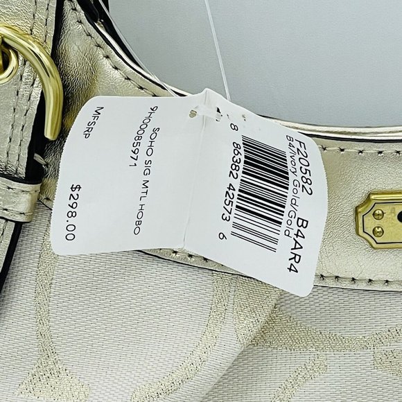 Coach | Bags | 358 Coach Madison Maggie Jacquard Gold Metalic Leather Hobo Shoulder Bag F2582 ...